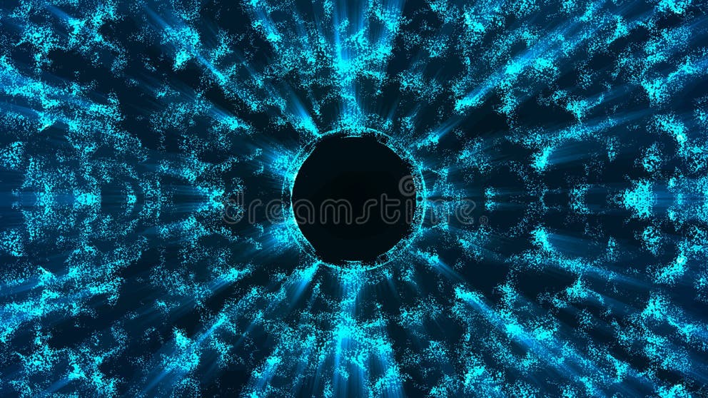 Abstract Futuristic Glowing with Blue Light Round Dark Sphere Space ...