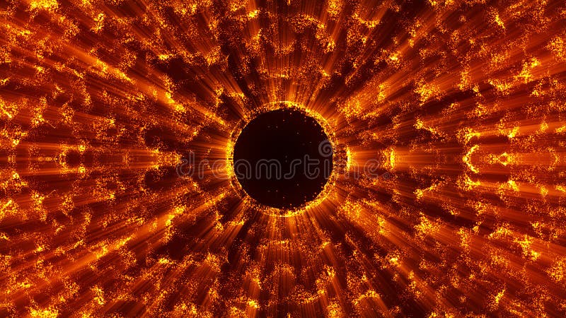Abstract Futuristic Glowing with Yellow Light Round Dark Sphere Space ...