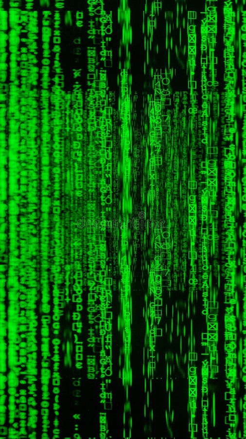 Abstract Futuristic Green Matrix Binary Digital Data Vertical ...