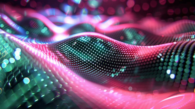Abstract Futuristic Grid Waves: Pink and Teal Sci-Fi Background Stock ...