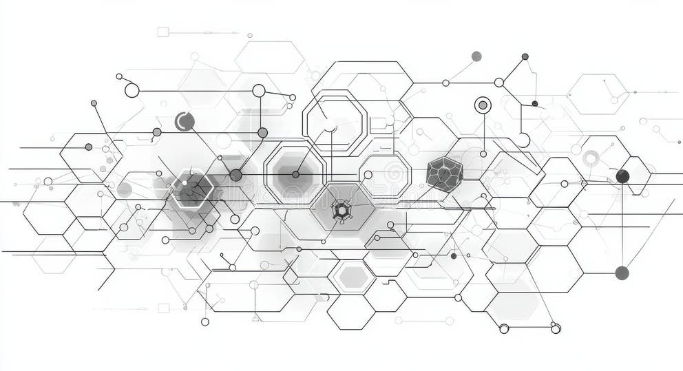 Abstract Futuristic Hexagon Design with Connected Lines and Shapes ...