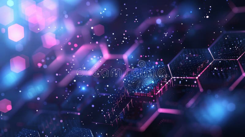 Abstract Futuristic Hexagon Network with Mesmerizing Light Effects and ...