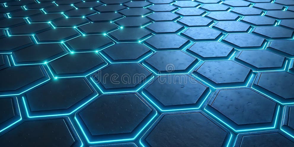 Abstract Futuristic Hexagon Pattern with Glowing Blue Lines Stock Photo ...