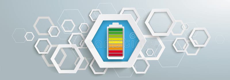 Abstract Futuristic Hexagons Battery Gray Header Stock Vector ...