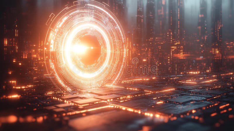 Abstract Futuristic High-Tech Interface with Glowing Circle Stock ...