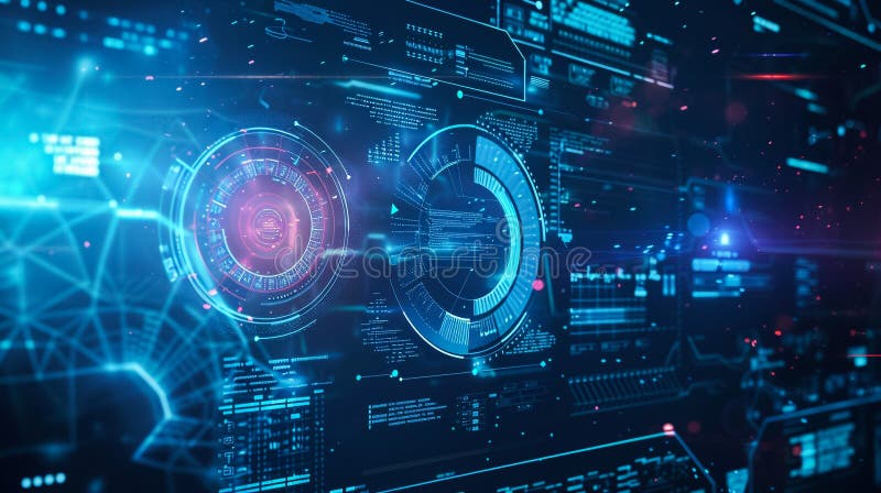 Abstract Futuristic HUD Interface Background with Digital Overlays and ...