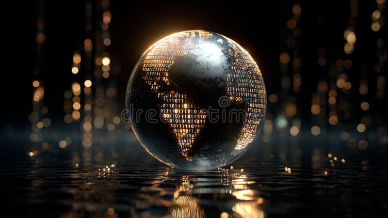 Digital Earth: Global Connectivity and Binary Data Stock Illustration - Illustration of ...