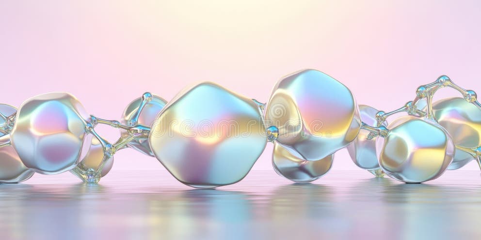 Abstract Futuristic Iridescent Molecule Science Concept Liquid Pastel ...
