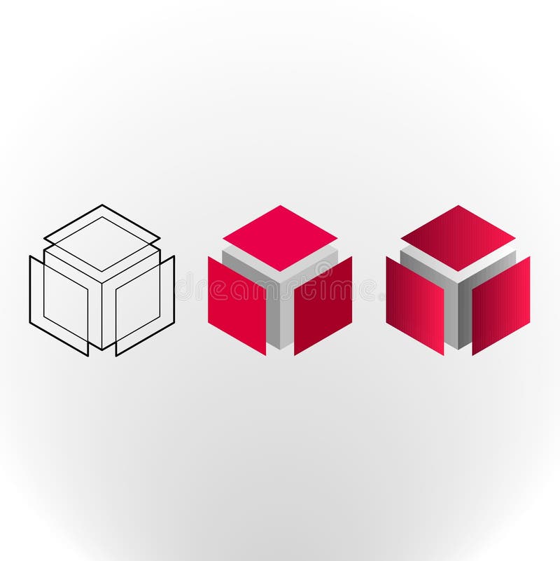 Abstract Futuristic Isometric Set of Color Box Pattern Cube. Stock ...