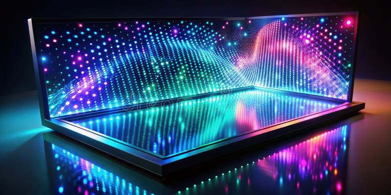 Abstract Futuristic Led Display with Vibrant Neon Light Patterns and ...