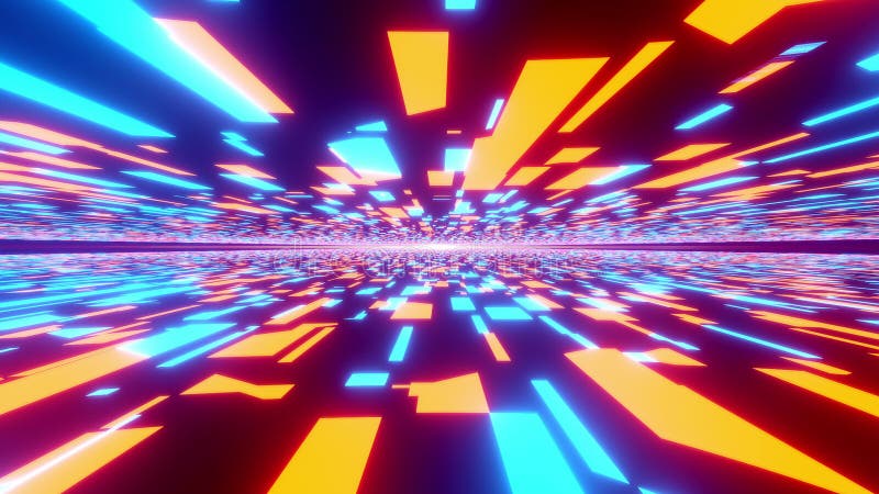Flight through the Neon Tunnel. Abstract Neon Background Stock Footage ...
