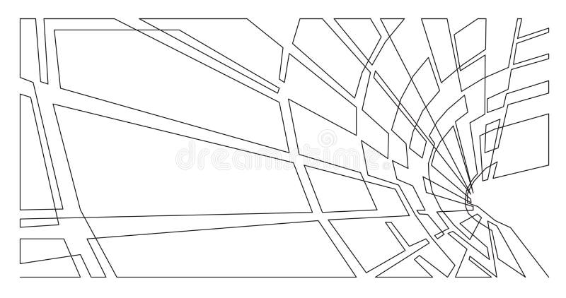 Abstract Futuristic Linear Single Line Vector Graphics on White ...