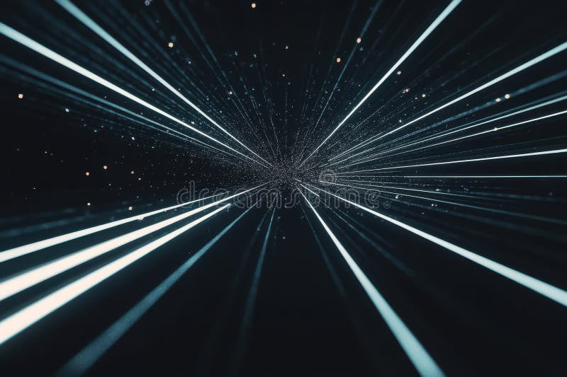 Abstract Futuristic Lines Converging in Dark Space Stock Photo - Image ...