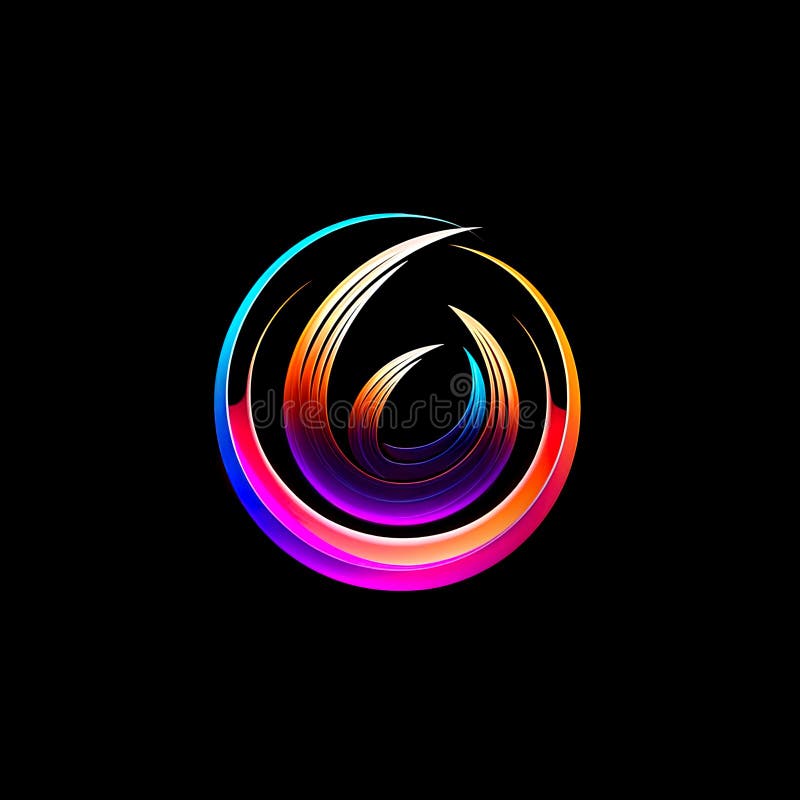 Abstract Futuristic Logo Icon, Neon Glowing Effect, Emblem Design ...