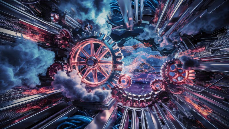 Abstract Futuristic Machine Gears and Cogs with High Quality Image ...