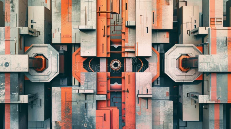 Abstract Futuristic Mechanical Structure with Geometric Patterns Stock ...