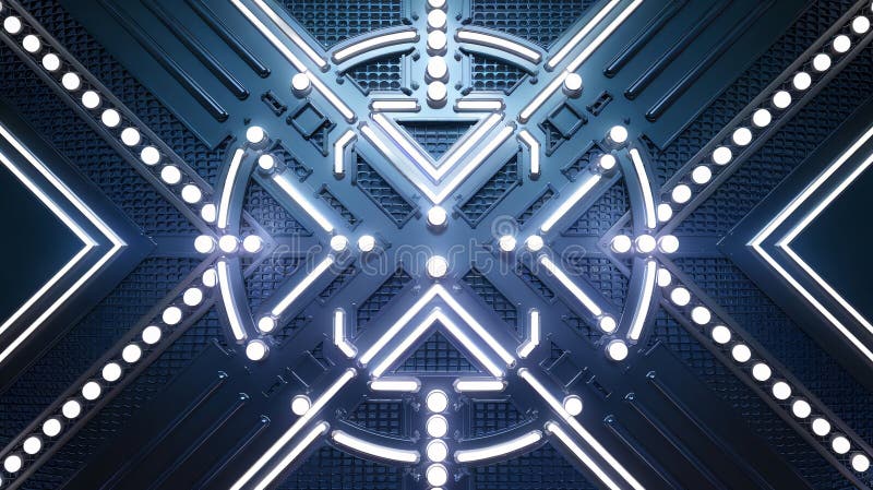 Abstract Futuristic Metal Panel with Neon Lights, High Quality Image ...