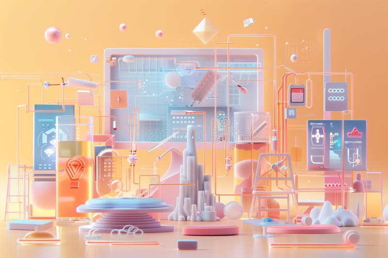 Futuristic Modern Meeting Room Office Space with High-tech Digital ...