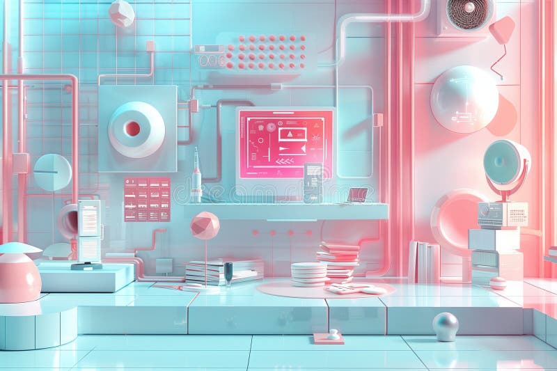 Futuristic Modern Meeting Room Office Space with High-tech Digital ...