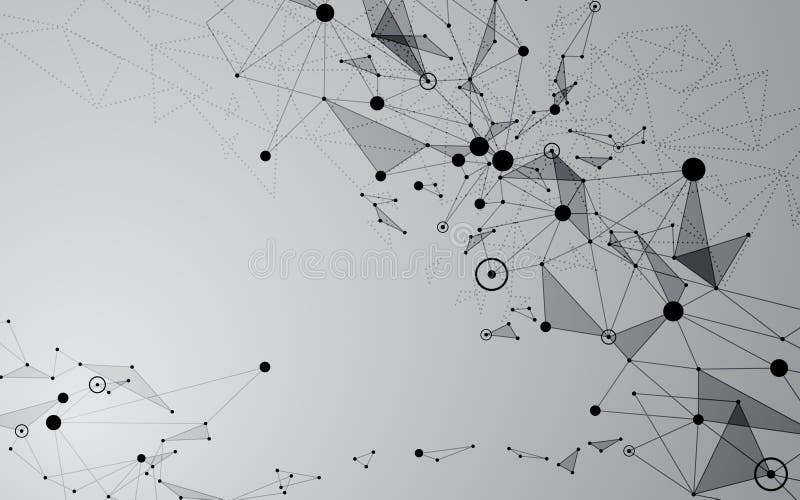 Abstract Futuristic Molecule Polygon and Line Connection on Black and ...