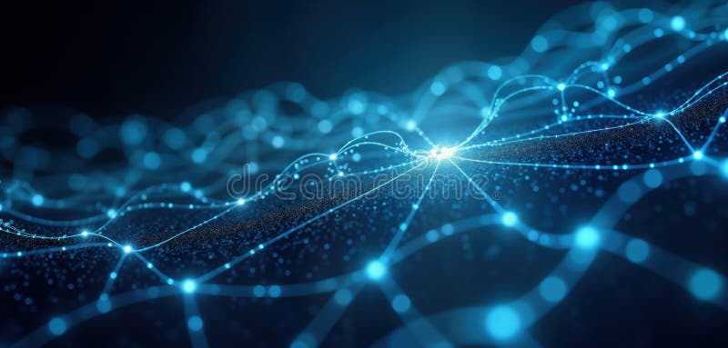 Abstract Futuristic Network Connection Blue Lines Points Create Complex Pattern Global