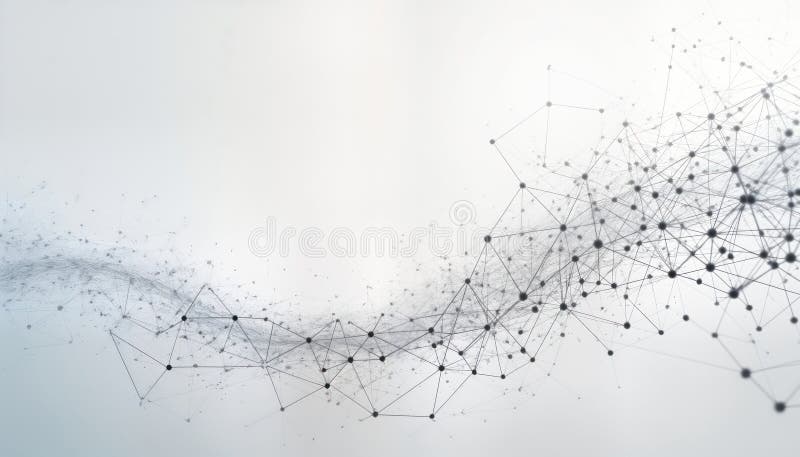 Abstract Futuristic Network Design. Complex Interconnected Points, Lines Create Dynamic Wave ...