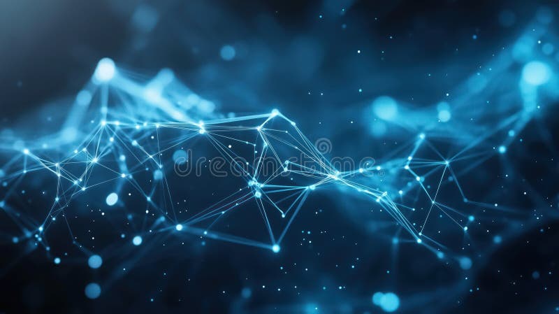Abstract Futuristic Network with Glowing Blue Connections on a Dark ...