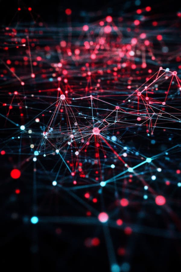 Interconnected Glowing Network Red Blue Nodes Dark Space Stock Photos ... Interconnected Glowing Network Red Blue Nodes Dark Space Stock Photos ...