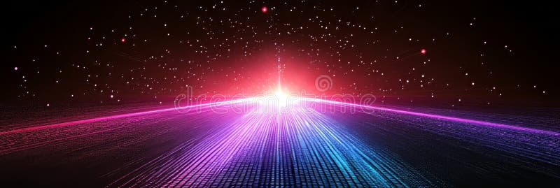 Abstract Futuristic Purple and Blue Lights Horizon Background High-Tech ...