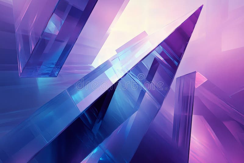 An Abstract Futuristic Scene Featuring Translucent Geometric Prisms in ...
