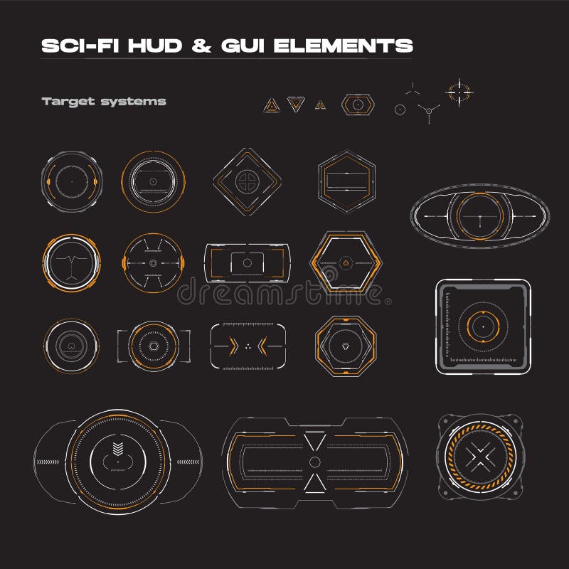Abstract Futuristic Sci-fi Concept Aim User Interface HUD. Vector Set ...