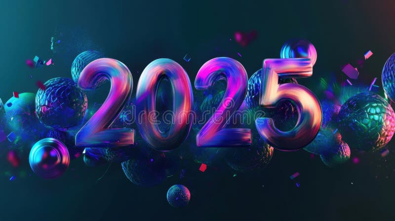 Abstract Futuristic Shapes with the Year 2025 Stock Illustration ...