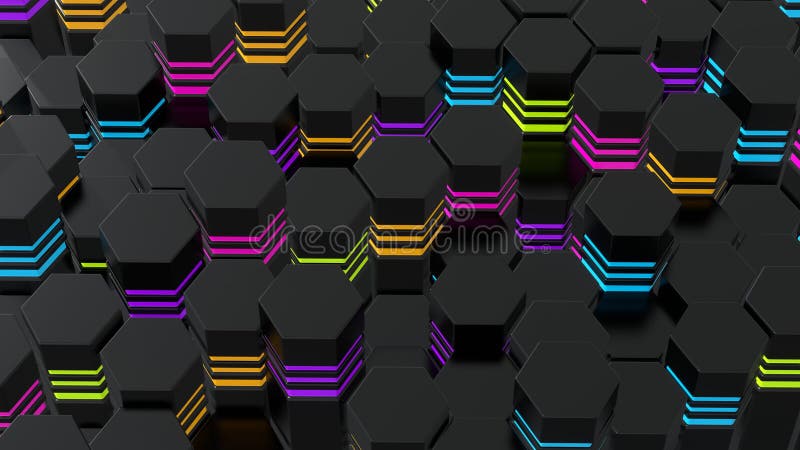 Abstract Hexagonal Future Black Background. Modern Wallpaper Digital ...