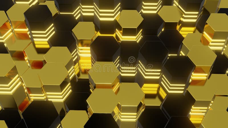 Abstract Hexagonal Future Gold Background. Modern Wallpaper Digital ...