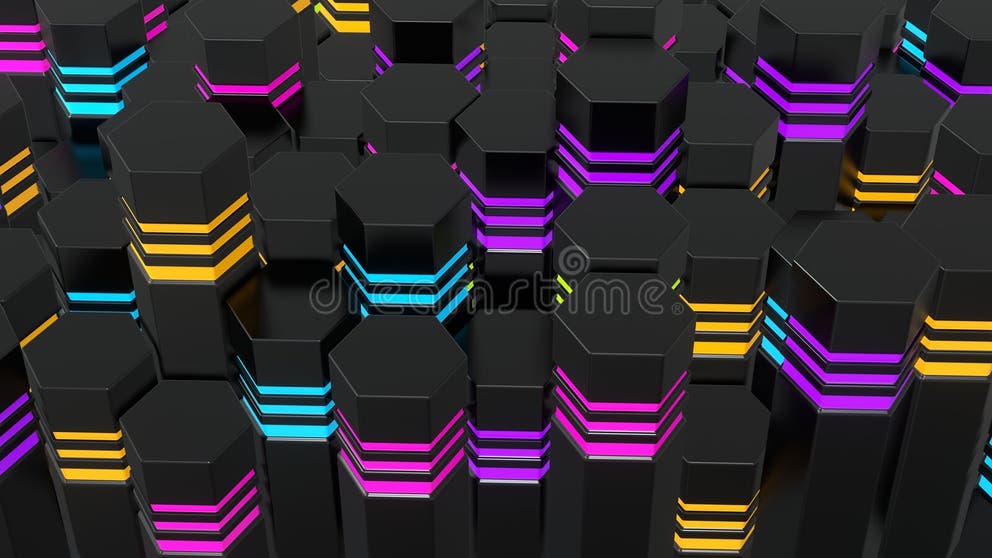 Abstract Hexagonal Future Black Background. Modern Wallpaper Digital ...