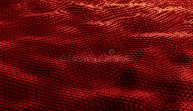 Abstract Futuristic Surface Hexagon Pattern with Red Light Rays Stock Vector - Illustration of ...