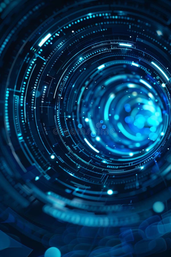 Abstract Futuristic Tech Background with Blue and White Minimal Round ...