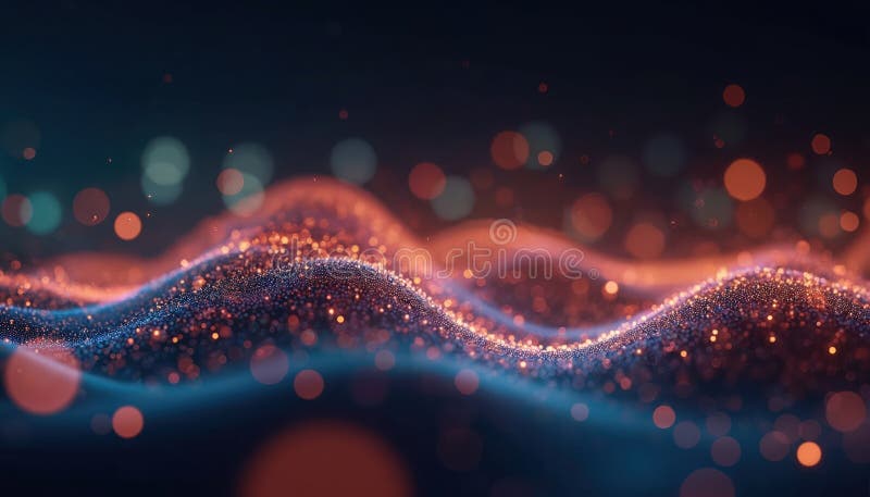 Abstract Futuristic Tech Background. Dynamic Wave Patterns. Glowing ...