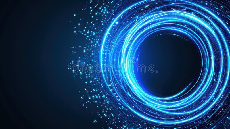 Abstract Futuristic Tech Background Featuring Blue Circular Lines ...