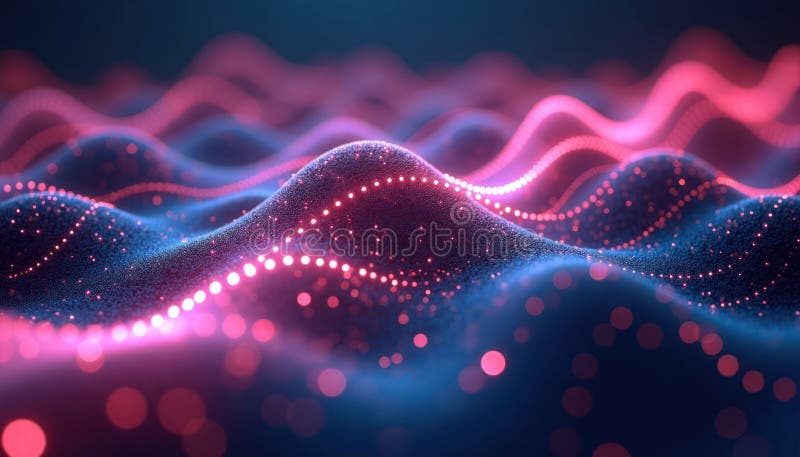 Abstract Futuristic Tech Background Shows Glowing Data Waves. Digital ...