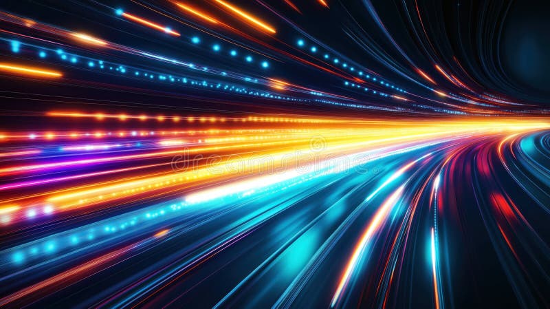 Abstract Futuristic Tech Illustration Shows Fast Glowing Lines of ...