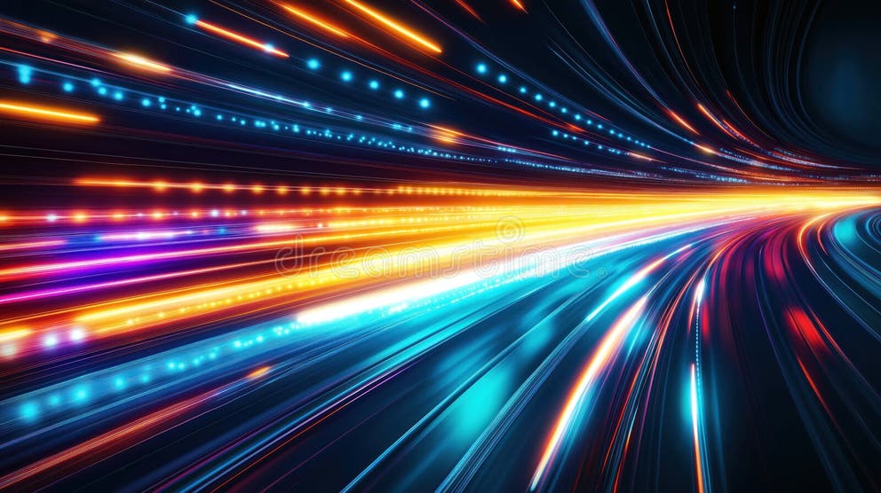 Abstract Futuristic Tech Illustration Shows Fast Glowing Lines of ...