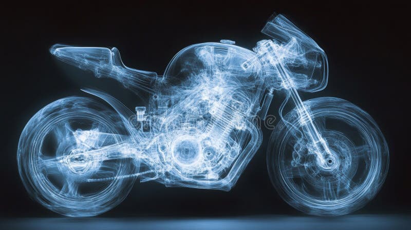 Futuristic X-ray View of Motorcycle: Technical Blueprint Stock ...