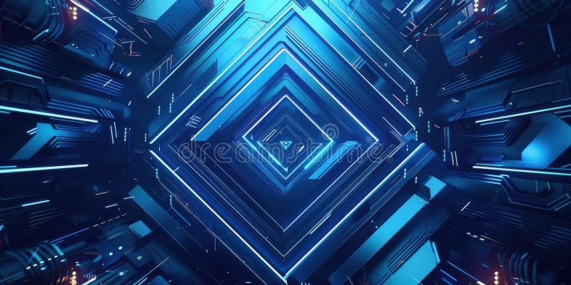 Abstract Futuristic Technology Background with Blue Glowing Lines and ...