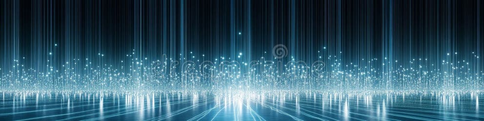 Abstract Futuristic Technology Background, Blue Network of Connections, Data Flow, Cyberspace ...