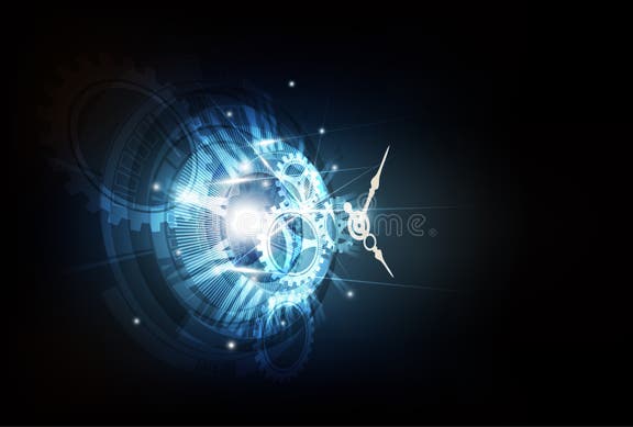 Abstract Futuristic Technology Background with Clock Concept and Time ...