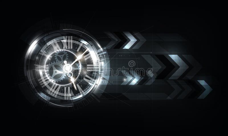 Abstract Futuristic Technology Background with Clock Concept and Time ...