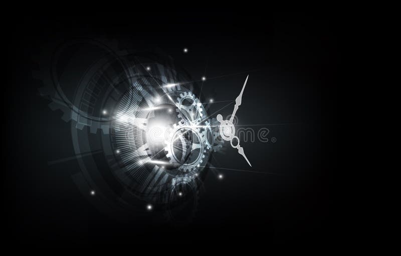 Abstract Futuristic Technology Background with Clock Concept and Time ...