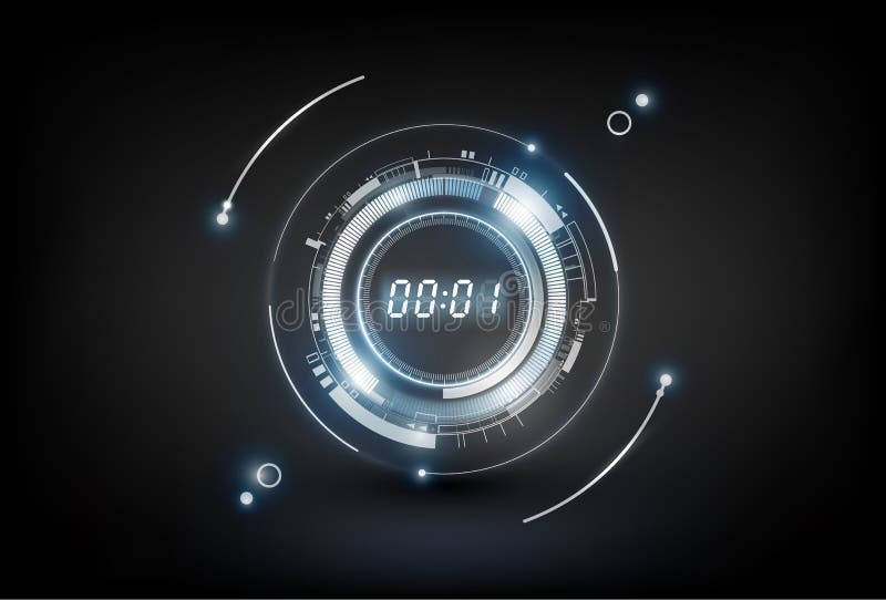 Abstract Futuristic Technology Background with Clock Concept and Time ...