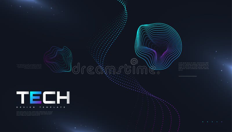Abstract Futuristic Technology Background with Dotted Wave and Rays ...